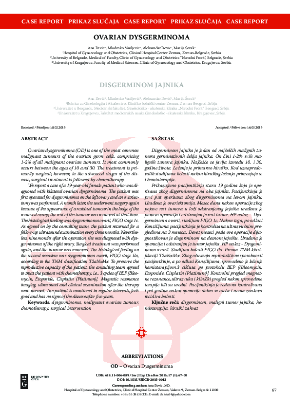 (PDF) Ovarian Dysgerminoma