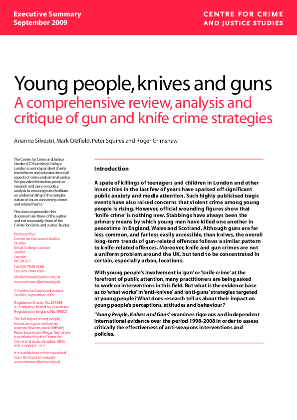 (PDF) Young People, Knives and Guns: a comprehensive review, analysis ...