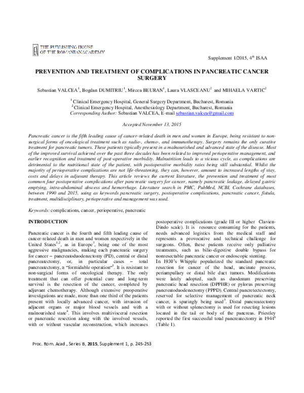 (PDF) Criteria for Grading Pancreatic Fistula ( ISGPF Classification ...