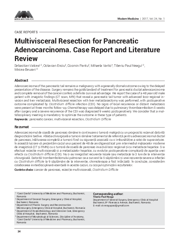 (PDF) Multivisceral Resection for Pancreatic Adenocarcinoma. Case Report and Literature Review