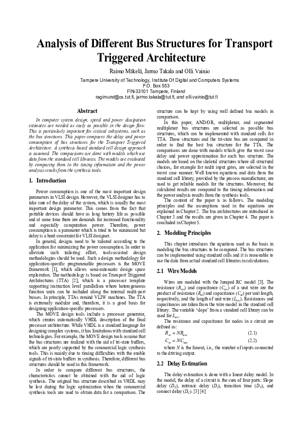 (PDF) Analysis of Different Bus Structures for Transport Triggered Architecture