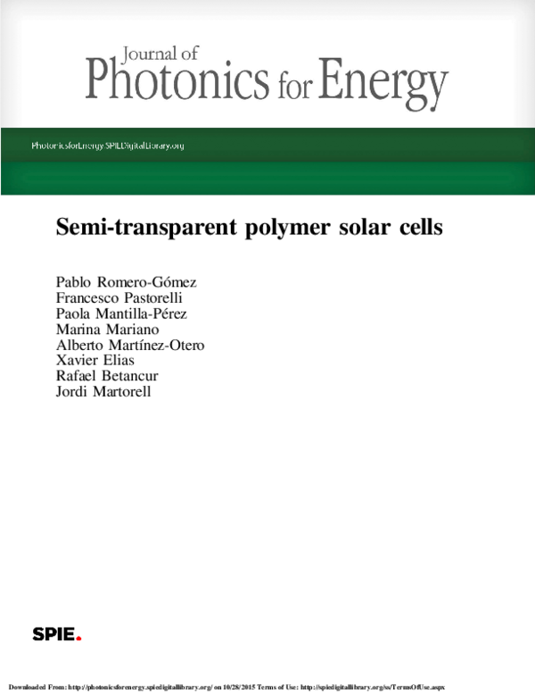(PDF) Semi-transparent polymer solar cells | Jordi Martorell - Academia.edu