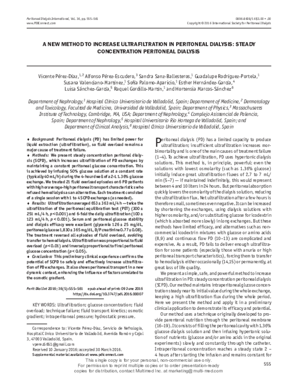 (PDF) A New Method to Increase Ultrafiltration in Peritoneal Dialysis ...