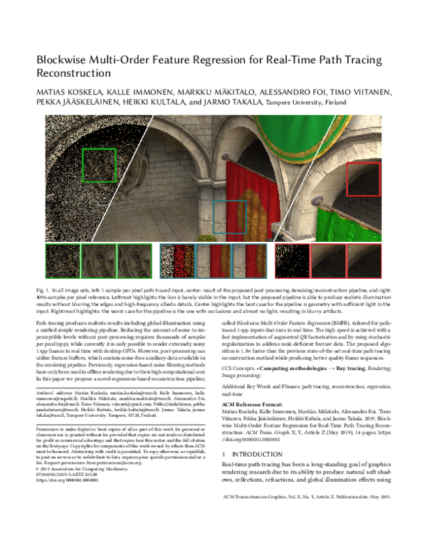 (PDF) Blockwise Multi-Order Feature Regression for Real-Time Path-Tracing Reconstruction