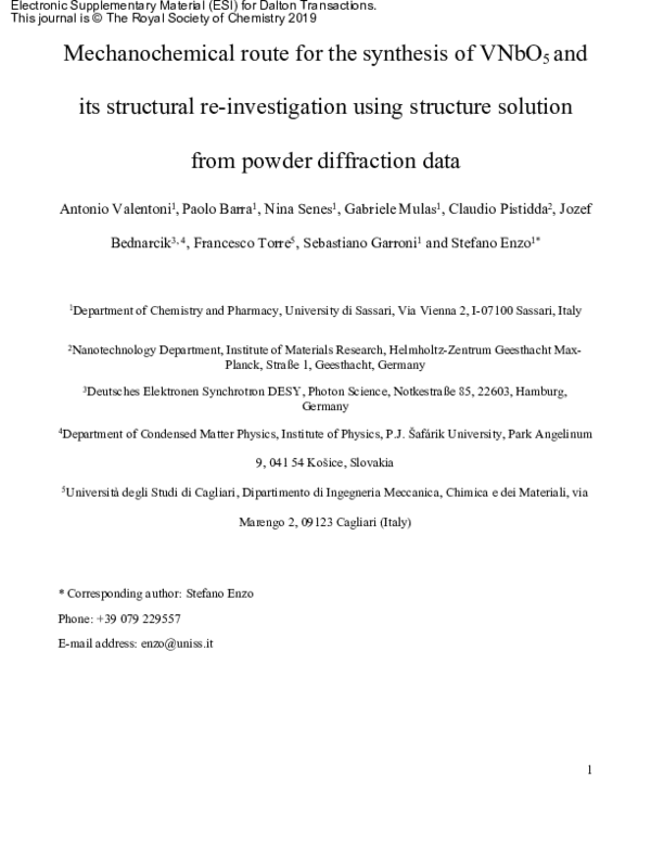 (PDF) Mechanochemical route for the synthesis of VNbO5 and its structural re-investigation using ...