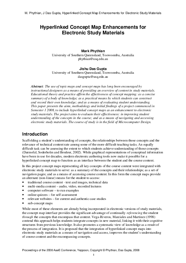 (PDF) Hyperlinked Concept Map Enhancements for Electronic Study Materials