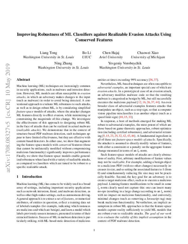 (PDF) A Framework for Validating Models of Evasion Attacks on Machine ...