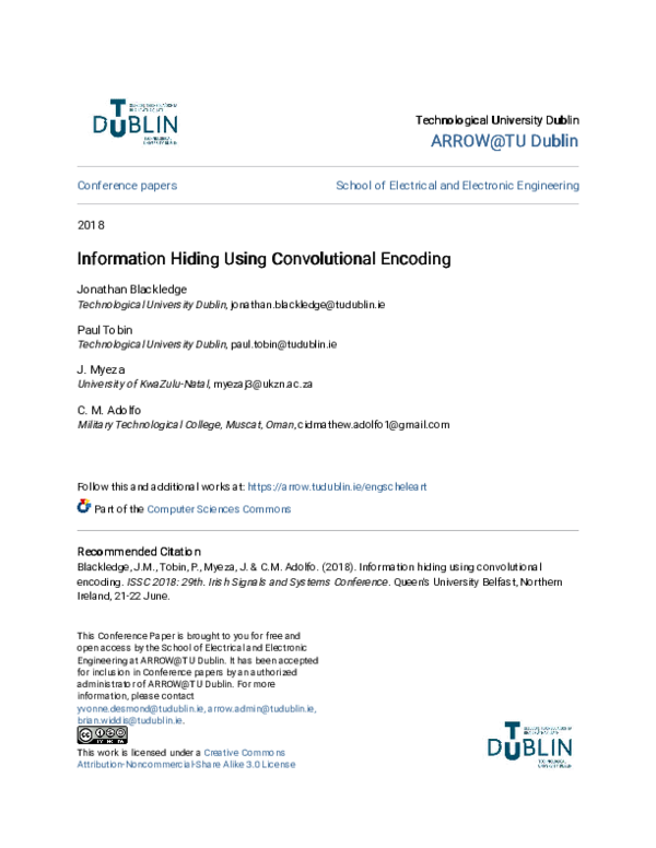 (PDF) Information Hiding using Convolutional Encoding