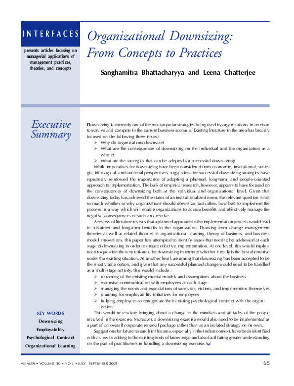 (PDF) Organizational downsizing: From concepts to practices