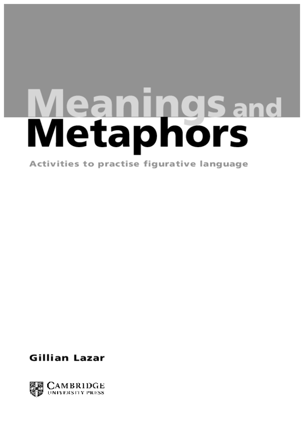 (PDF) Meanings and metaphors: activities to practise figurative language