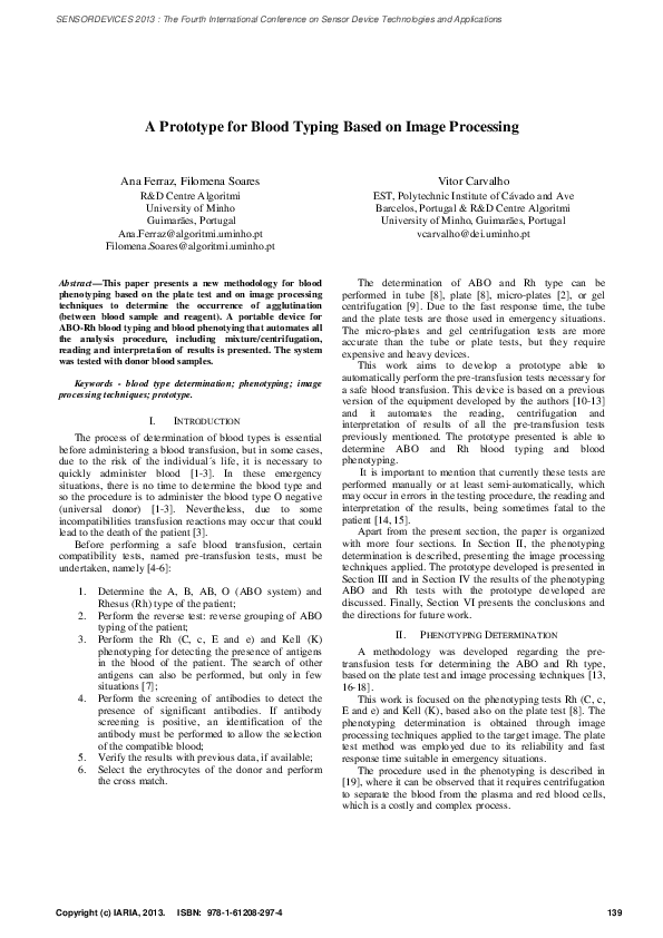 (PDF) A Prototype for Blood Typing Based on Image Processing