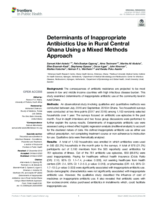 (PDF) Determinants of Inappropriate Antibiotics Use in Rural Central ...