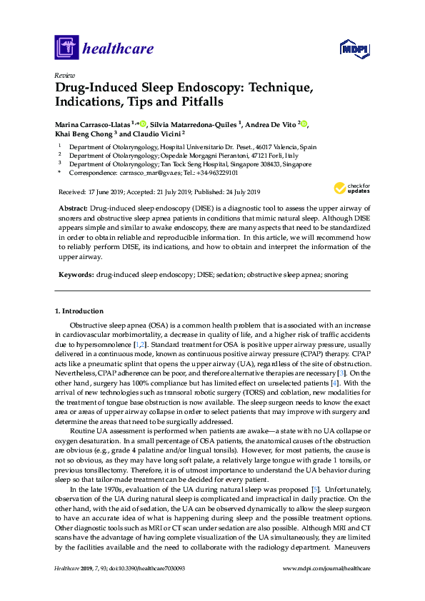 (PDF) Drug-Induced Sleep Endoscopy: Technique, Indications, Tips and ...