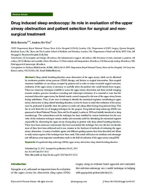 (PDF) Drug induced sleep endoscopy: its role in evaluation of the upper ...