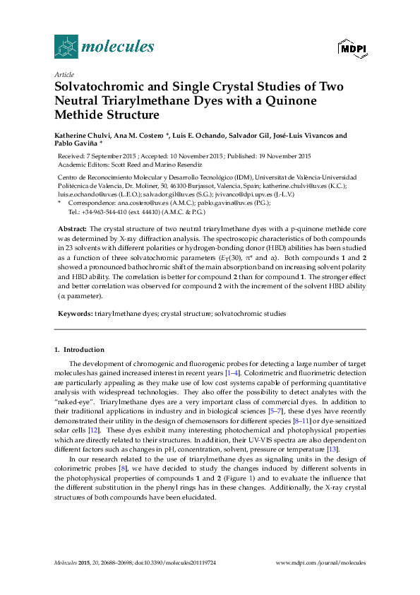 (PDF) Solvatochromic and Single Crystal Studies of Two Neutral ...