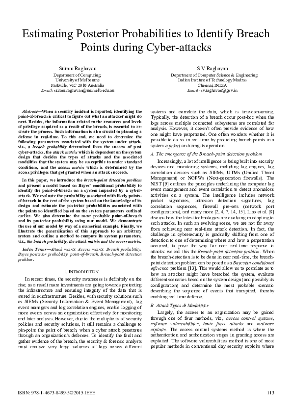 (PDF) Estimating Posterior Probabilities to Identify Breach Points ...