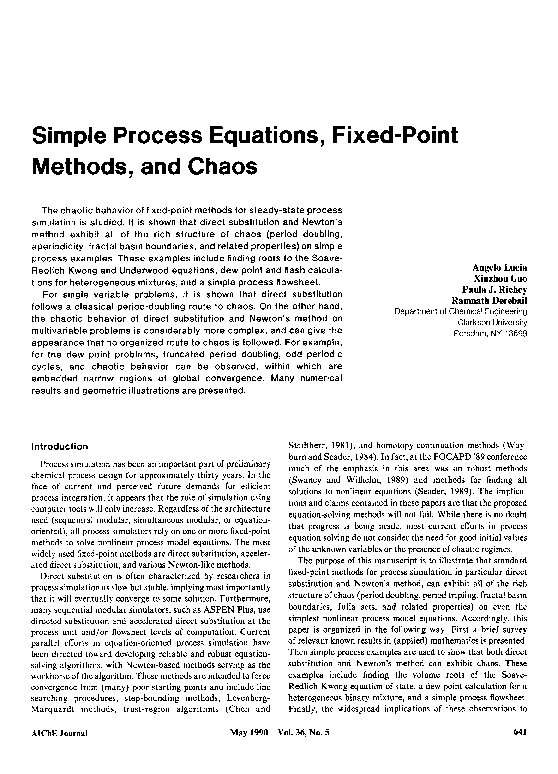 (PDF) Simple process equations, fixed-point methods, and chaos