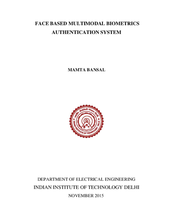Pdf Face Based Multimodal Biometric Authentication System
