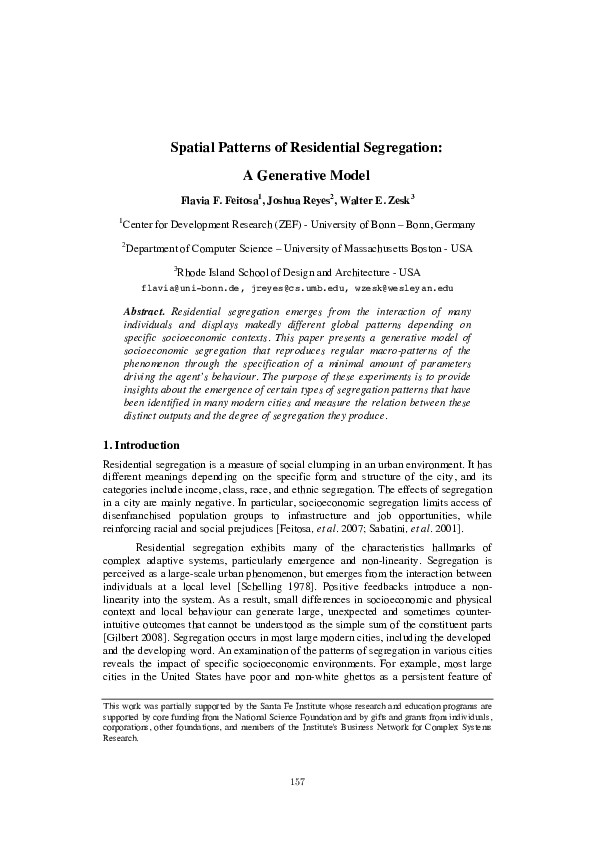 (PDF) Spatial Patterns of Residential Segregation: A generative Model