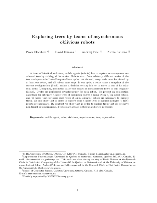 (PDF) Exploring trees by teams of asynchronous oblivious robots