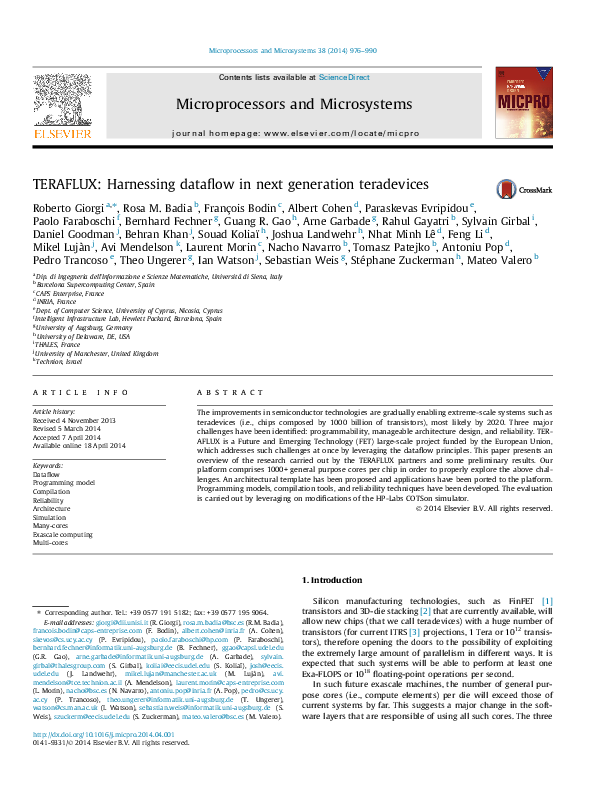 (PDF) TERAFLUX: Harnessing dataflow in next ge