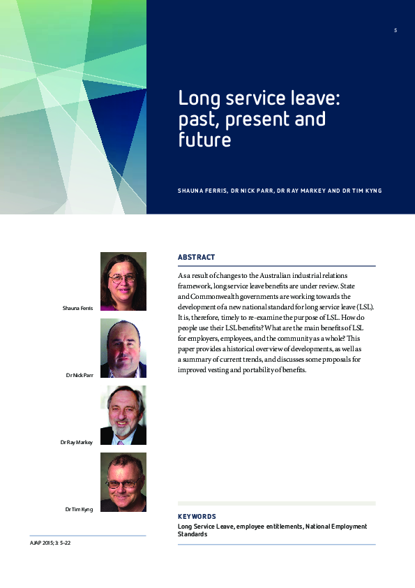 (PDF) Long Service Leave: Past, Present and Future
