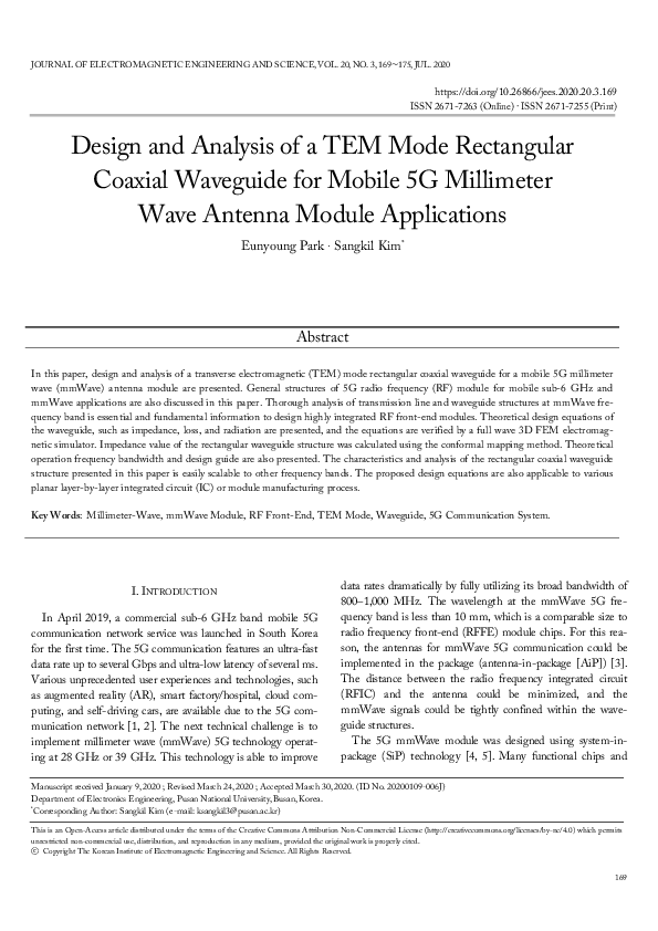 (PDF) Design and Analysis of a TEM Mode Rectangular Coaxial Waveguide ...