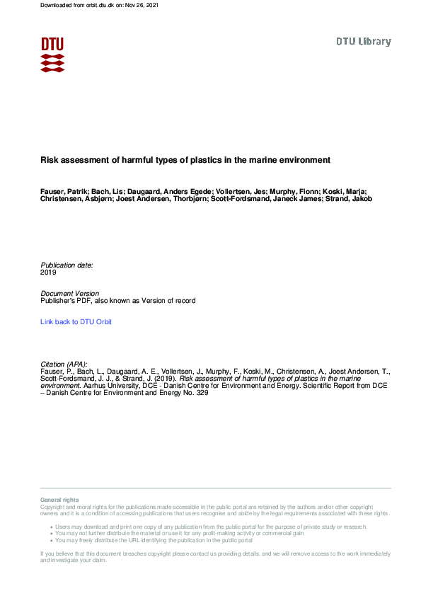 (PDF) Risk assessment of harmful types of plastics in the marine ...