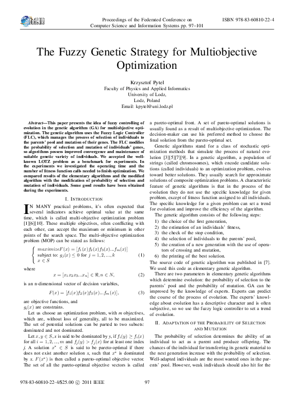 (PDF) The fuzzy genetic strategy for multiobjective optimization