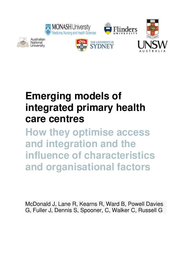 (PDF) Emerging models of integrated primary health care centres: How ...