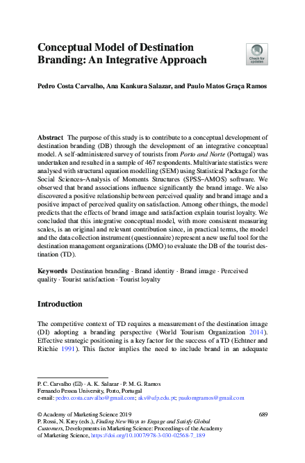 (PDF) Conceptual Model of Destination Branding: An Integrative Approach