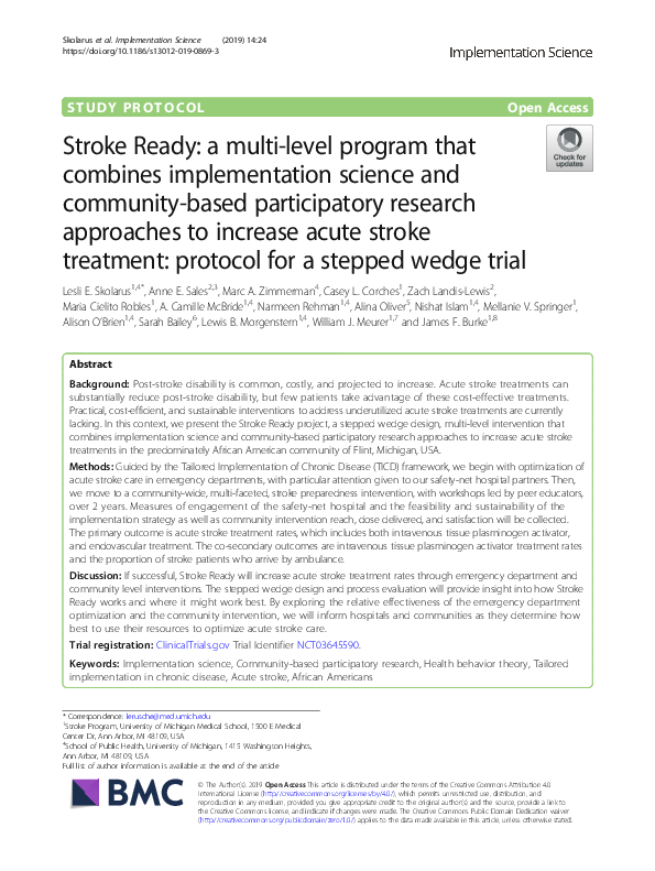 (PDF) Stroke Ready: a multi-level program that combines implementation ...