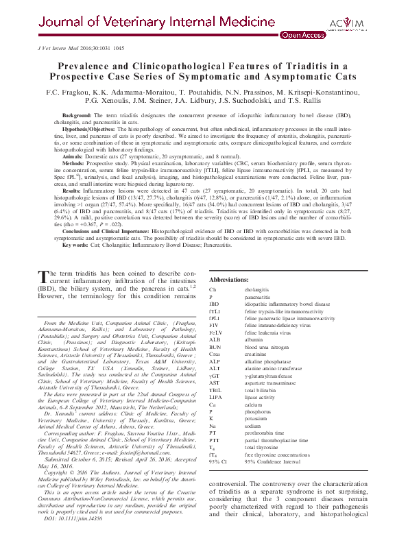 (PDF) Prevalence and Clinicopathological Features of Triaditis in a ...