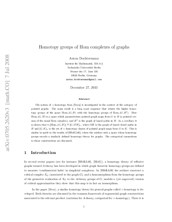 Pdf Homotopy Groups Of Hom Complexes Of Graphs