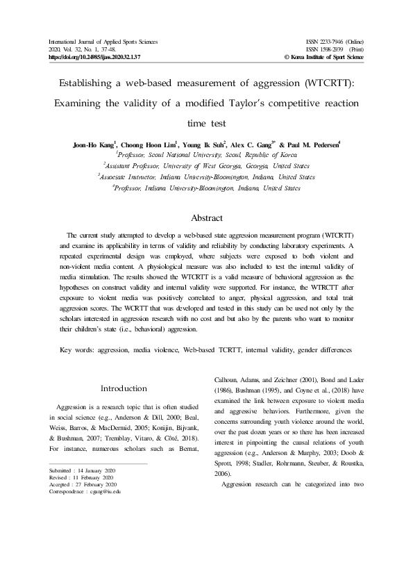 (PDF) Establishing a web-based measurement of aggression (WTCRTT ...