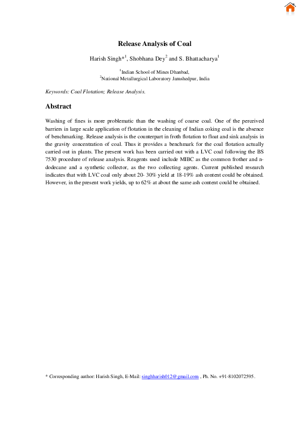 (PDF) Release Analysis of Coal