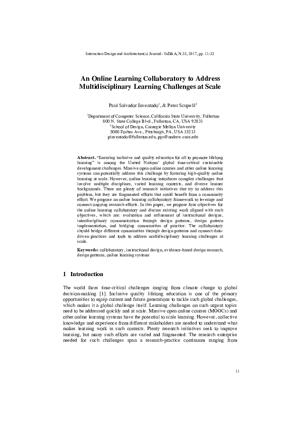(PDF) An Online Learning Collaboratory to Address Multidisciplinary ...