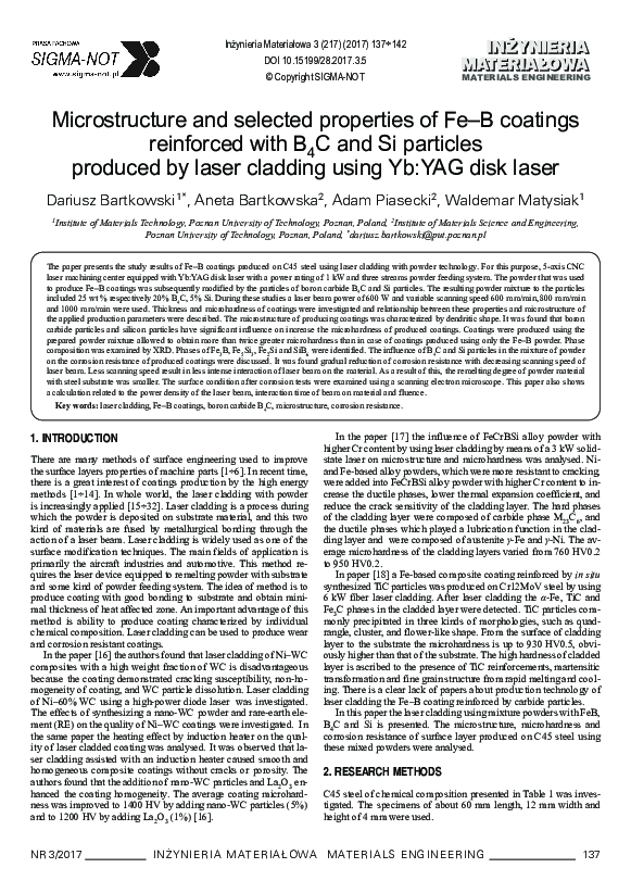 (PDF) Microstructure and selected properties of Fe-B coatings ...