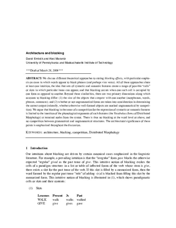 (PDF) Architecture and blocking