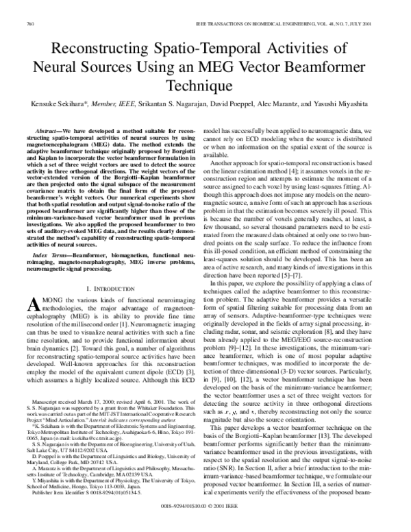 Pdf Reconstructing Spatio Temporal Activities Of Neural Sources Using