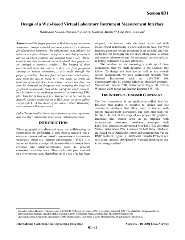 (PDF) Design of a Web-based virtual laboratory instrument measurement ...