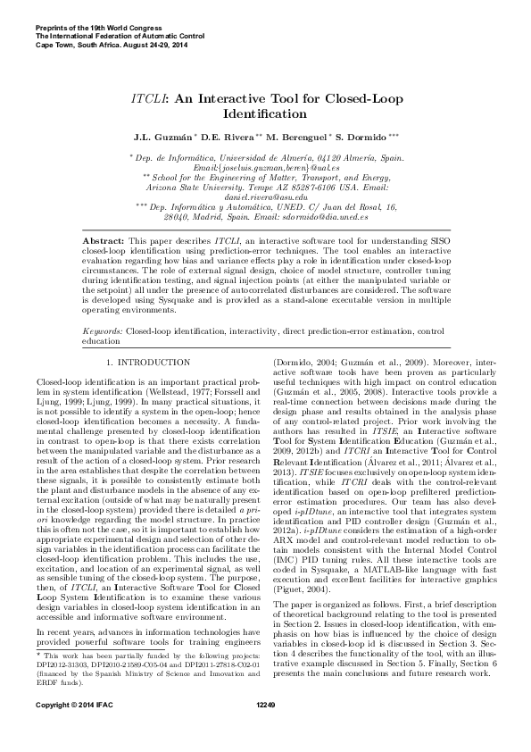 (PDF) ITCLI: An Interactive Tool for Closed-Loop Identification