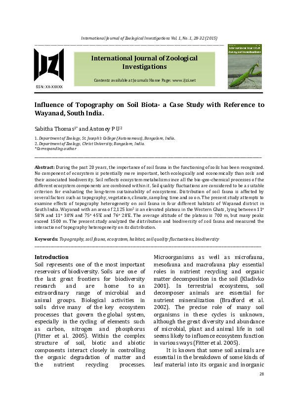 (PDF) Influence of Topography on Soil Biota-a Case Study with Reference ...