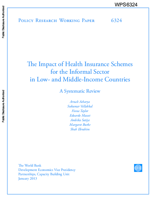 (PDF) The Impact of Health Insurance Schemes for the Informal Sector in ...