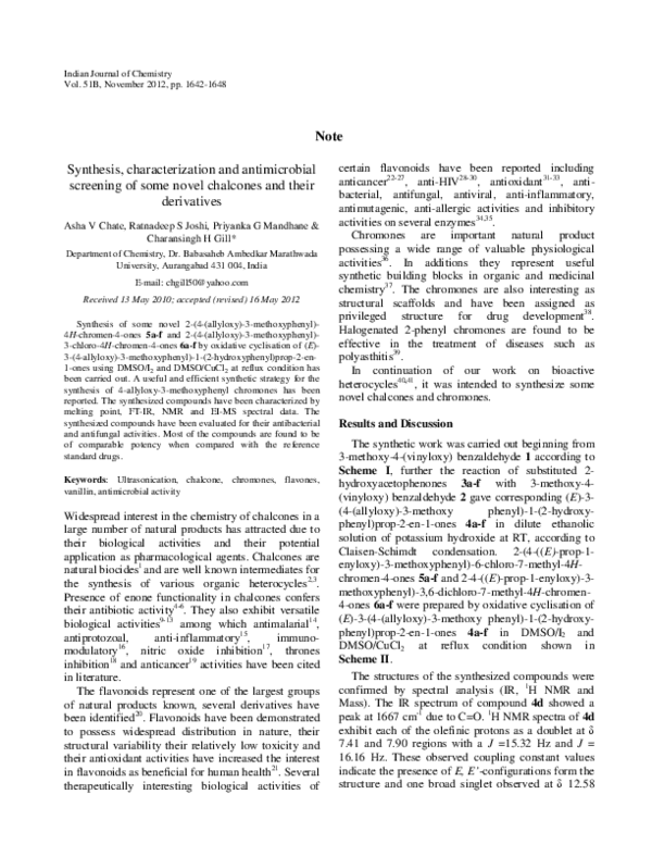 (PDF) Synthesis, Characterization and Antimicrobial Screening of Some ... (PDF) Synthesis, Characterization and Antimicrobial Screening of Some ...