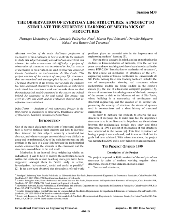 (PDF) The Observation Of Everyday Life Structures: A Project To ...