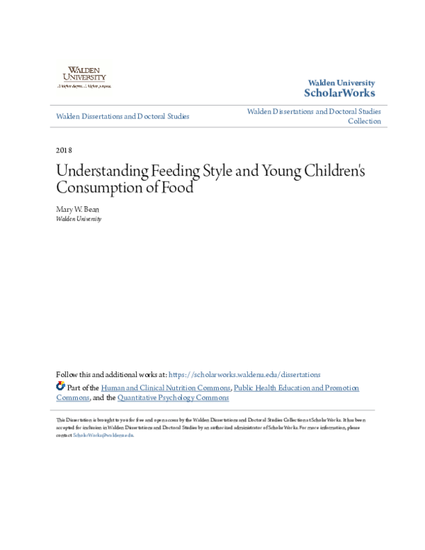 (PDF) Understanding Feeding Style and Young Children's Consumption of Food