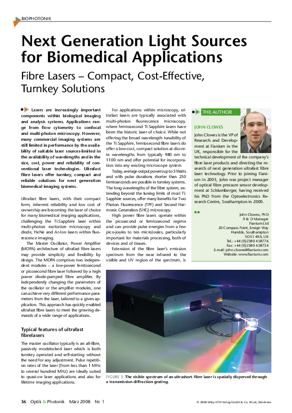 (PDF) Next Generation Light Sources for Biomedical Applications : Fibre ...