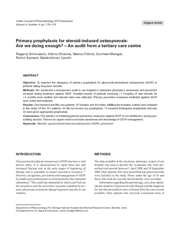 (PDF) Primary prophylaxis for steroid-induced osteoporosis: Are we ...