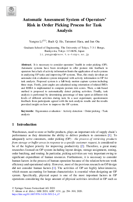 (PDF) Automatic Assessment System of Operators' Risk in Order Picking ...